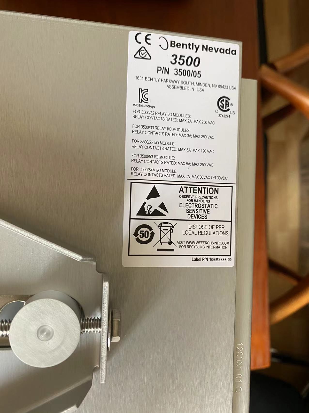 3500/05-01-01-00-00-01 ระบบ Rack Bendly Nevada ติดตามสภาพเครื่องจักร